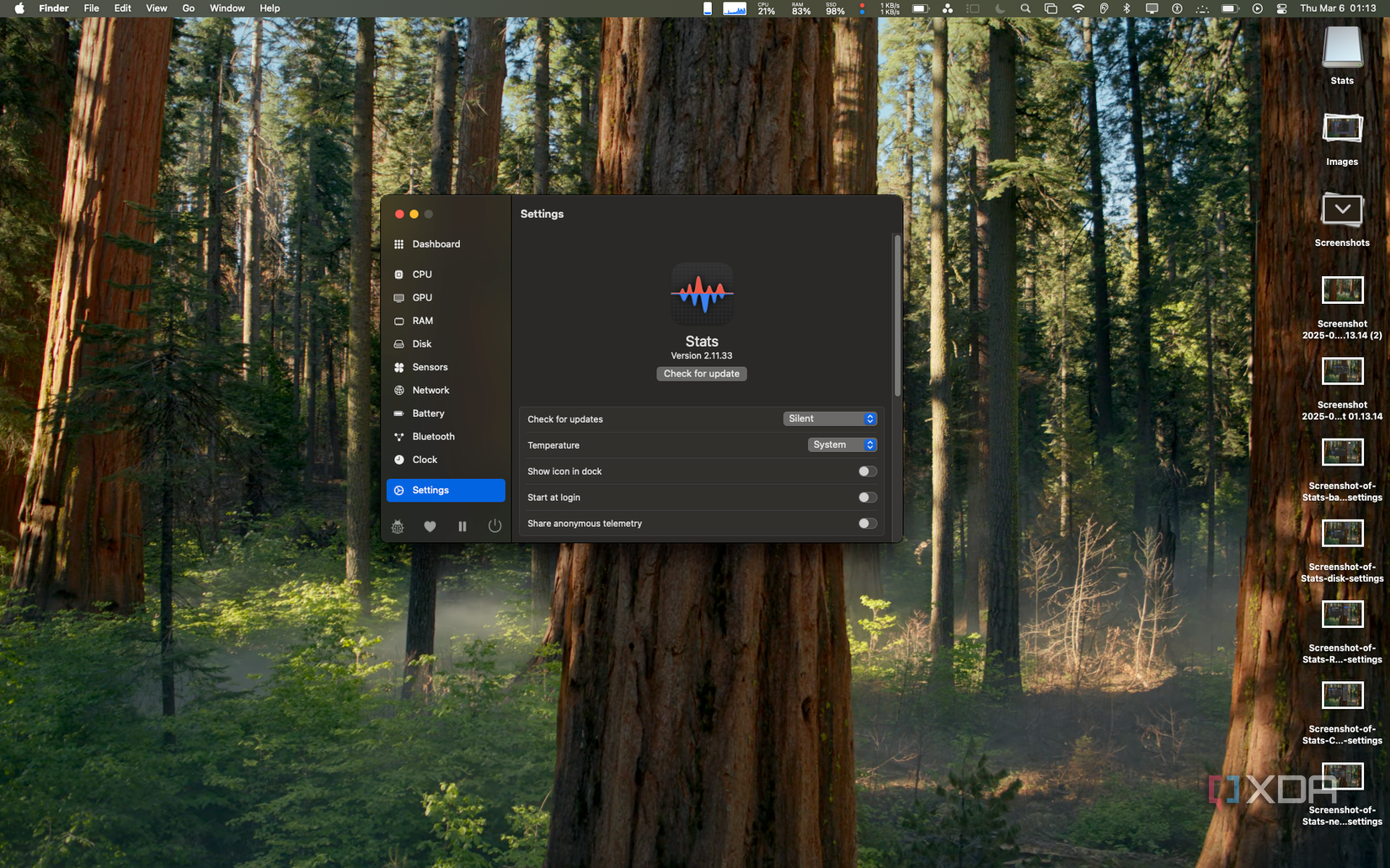 Stats for Mac is a free, open-source application that I can't live without