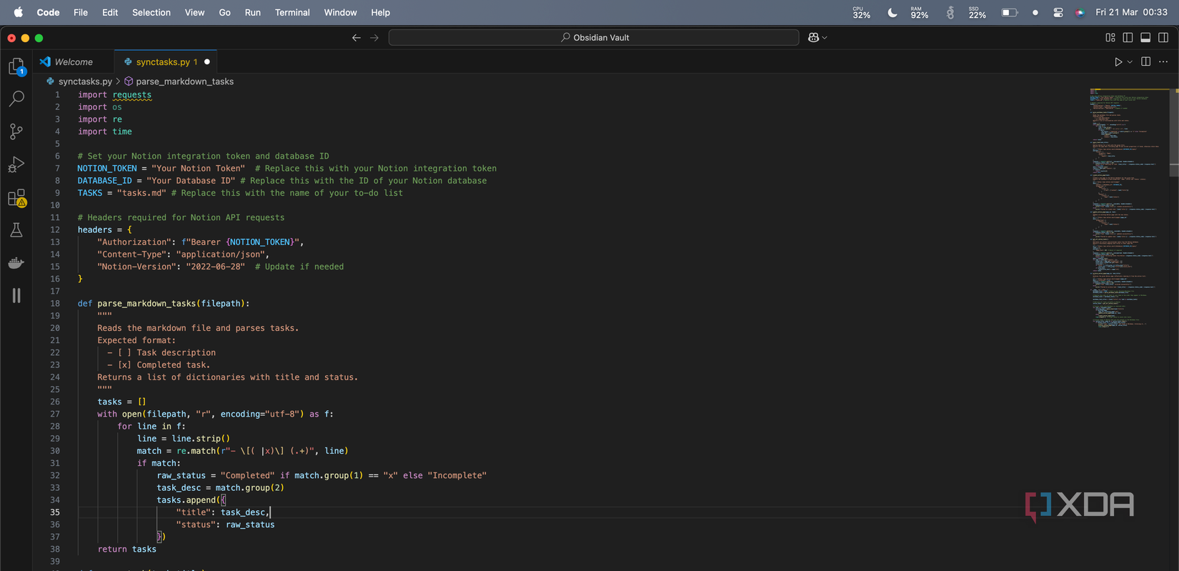 I used Python to sync my Obsidian to-do list with Notion, and you can too