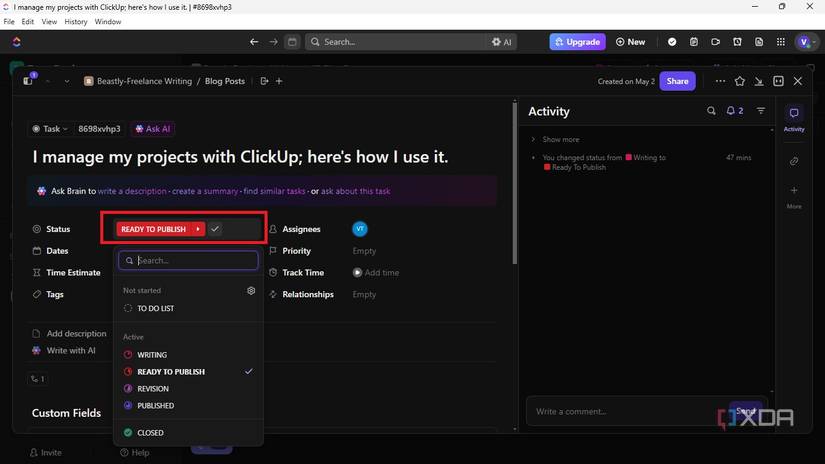 I manage my projects with ClickUp; Here's how I use it