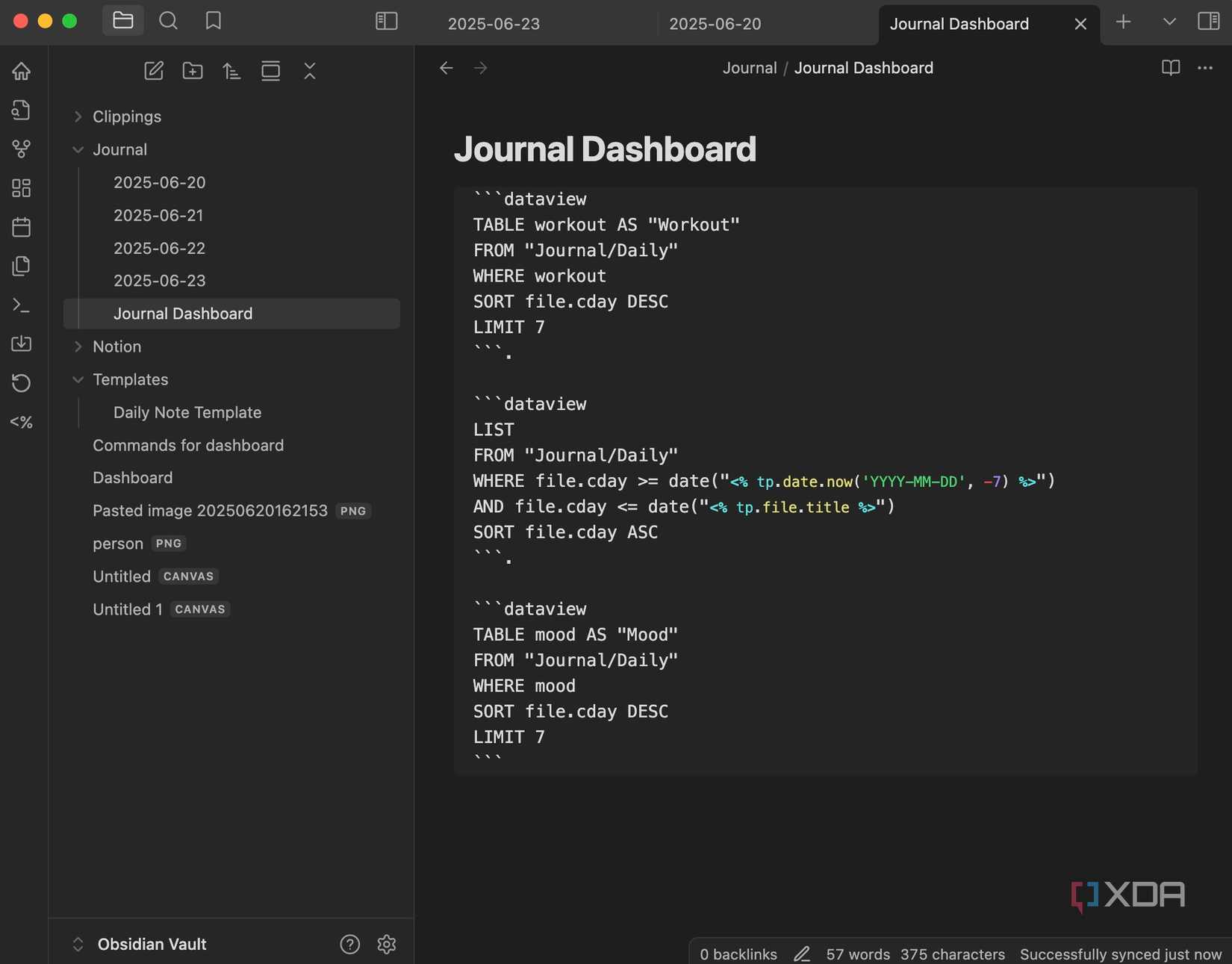 How I turned Obsidian into a daily journal with Dataview and Templater