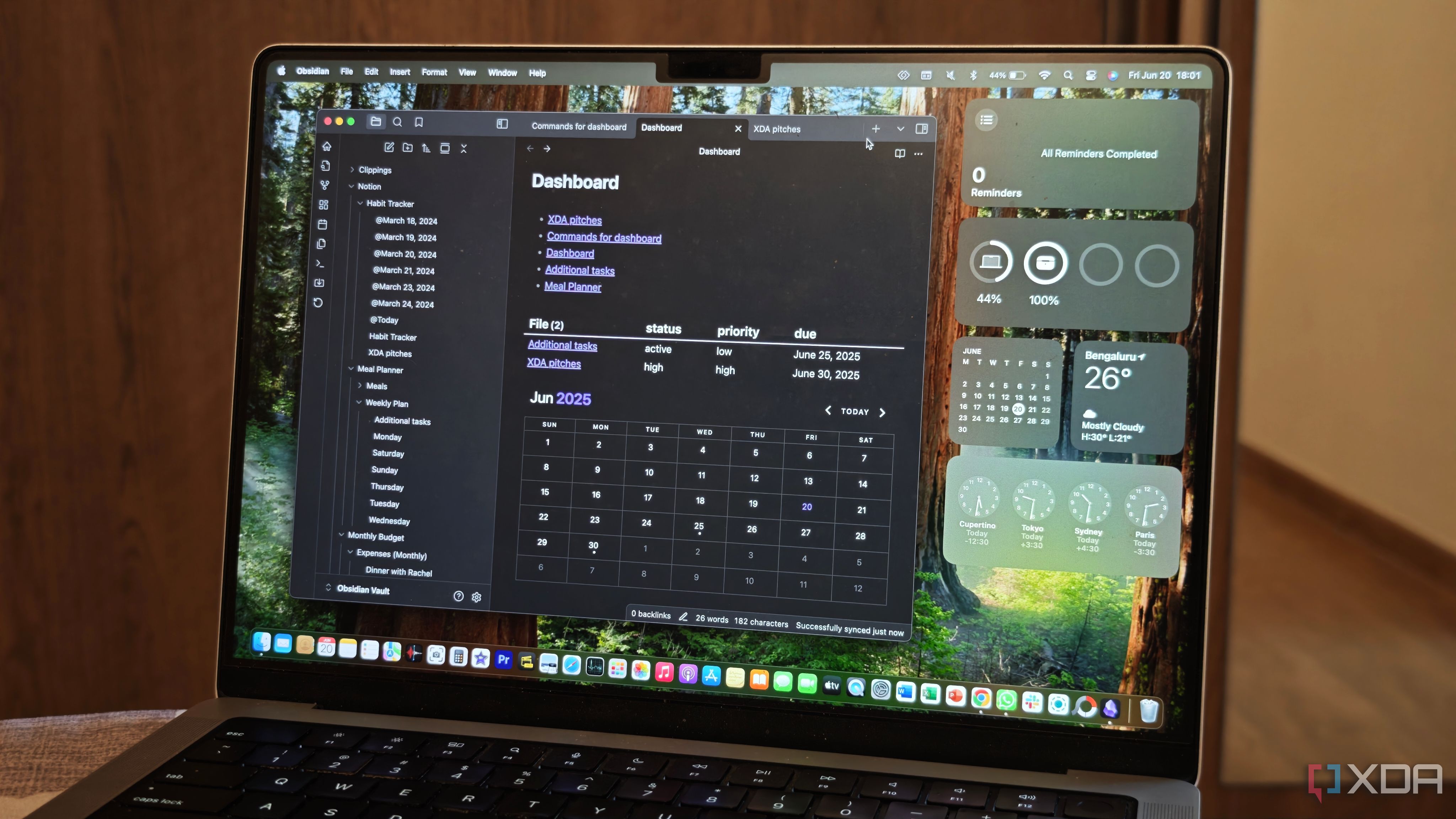 I used Obsidian's dataview plugin to turn it into a live dashboard, and ...
