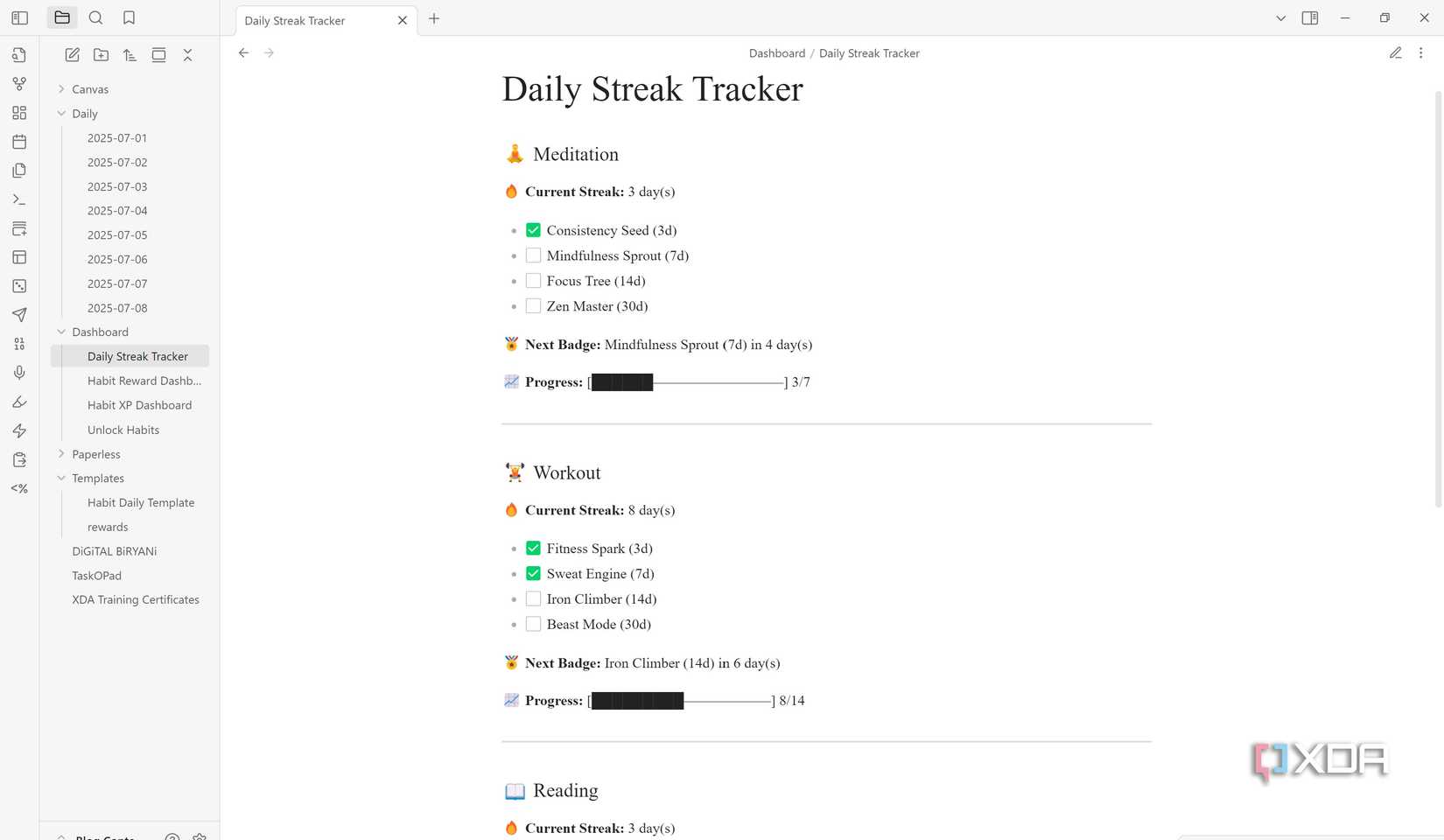 4 ways I’ve gamified my habits in Obsidian using Dataview and Templater