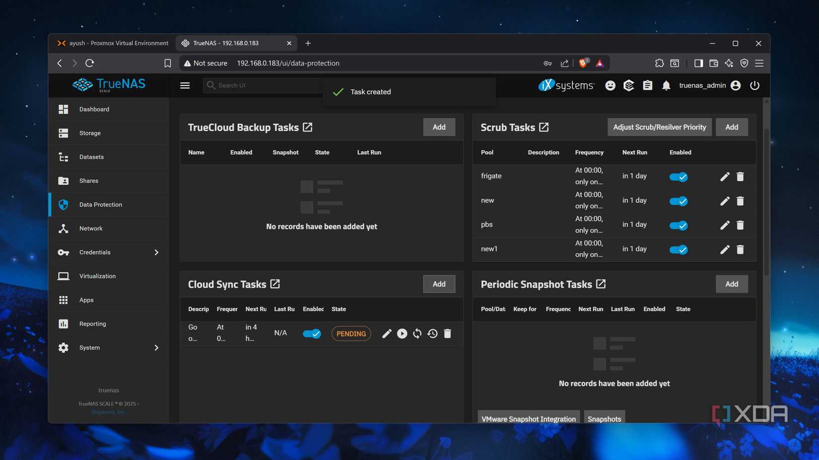I back up my Proxmox workstation to the cloud... using my TrueNAS Scale ...