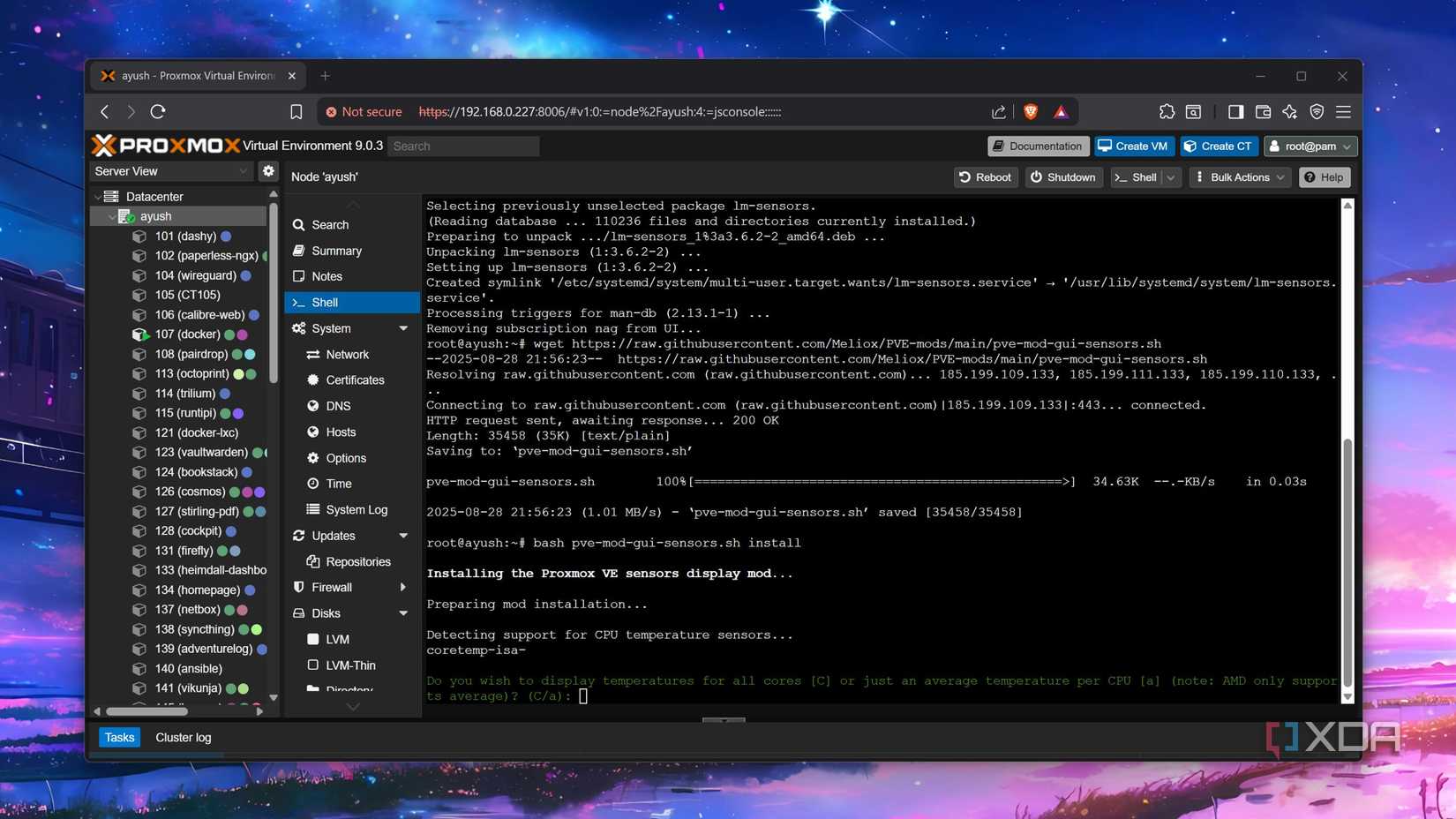 I added real-time temperature monitoring to my Proxmox dashboard, here ...