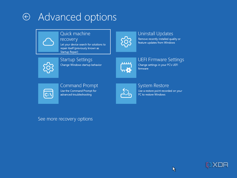Windows 11's new "Quick machine recovery" replaces Startup Repair, and it's a game-changer