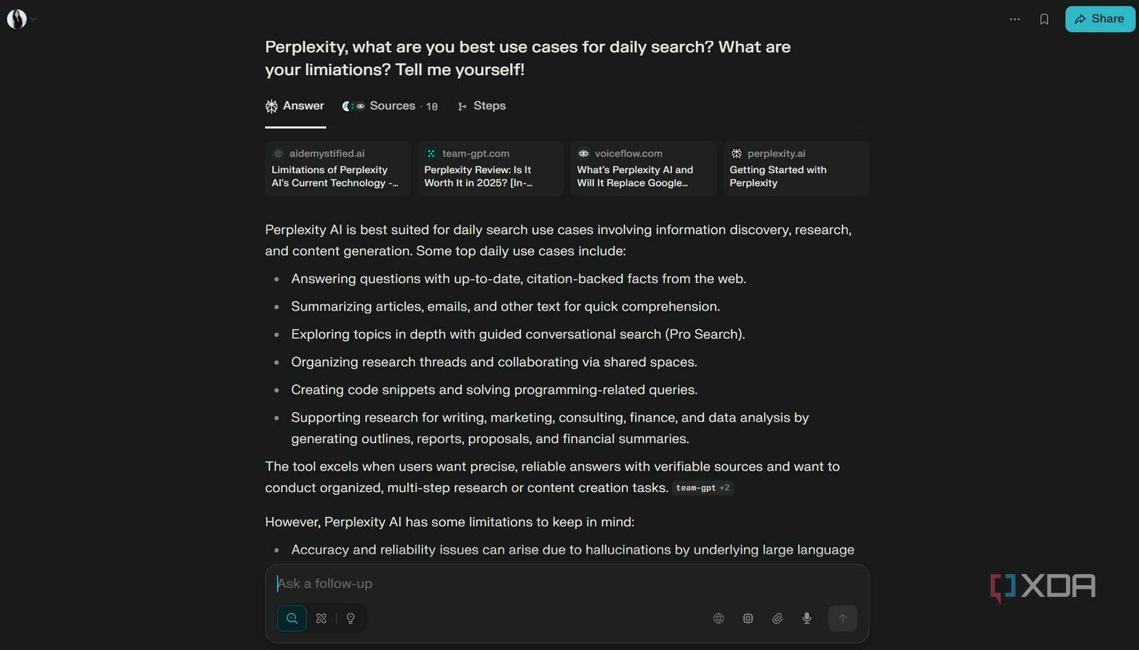 I used Perplexity as my daily search engine, and it was surprisingly good