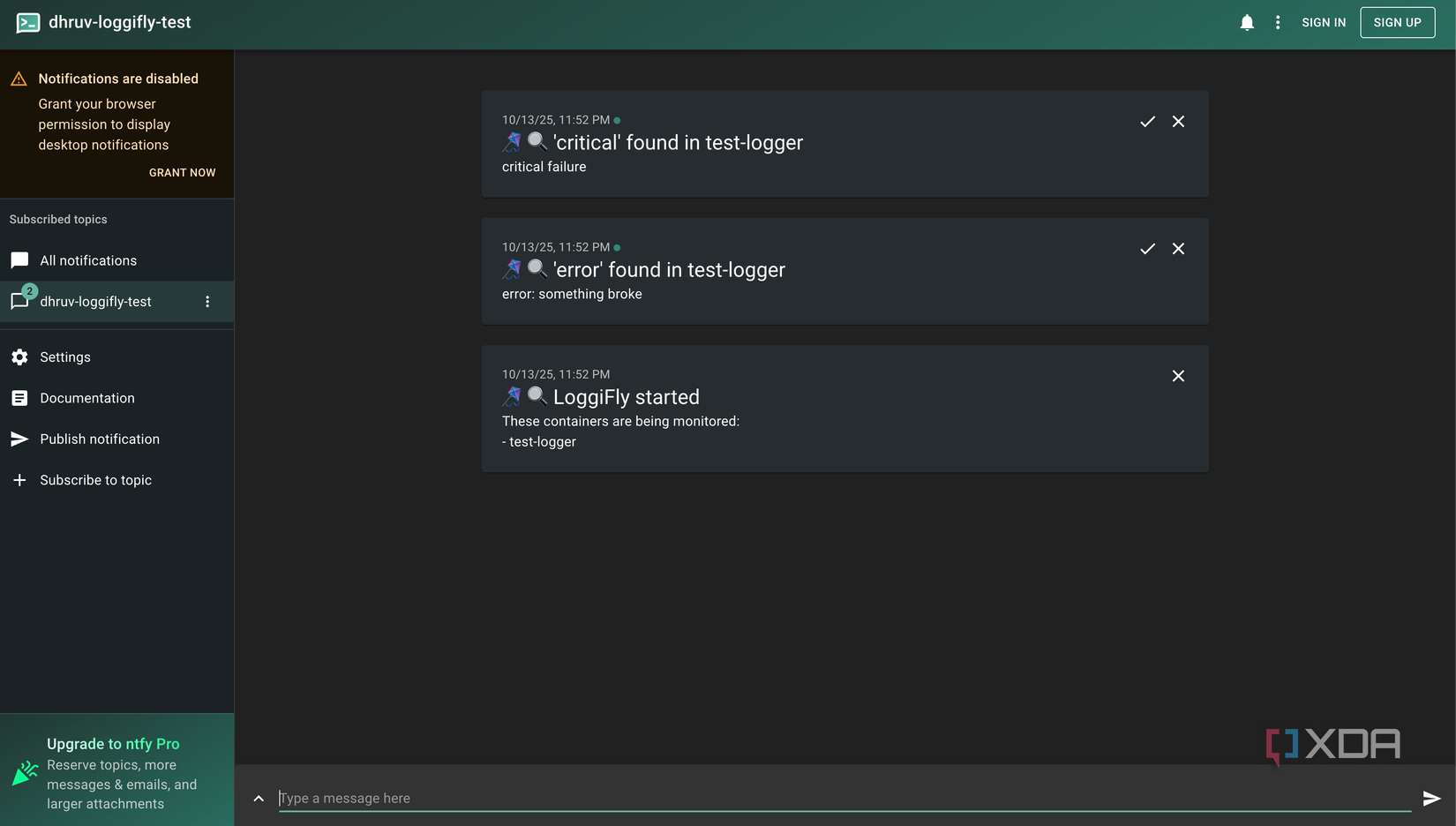 This self-hosted app lets you get real time alerts from Docker container logs