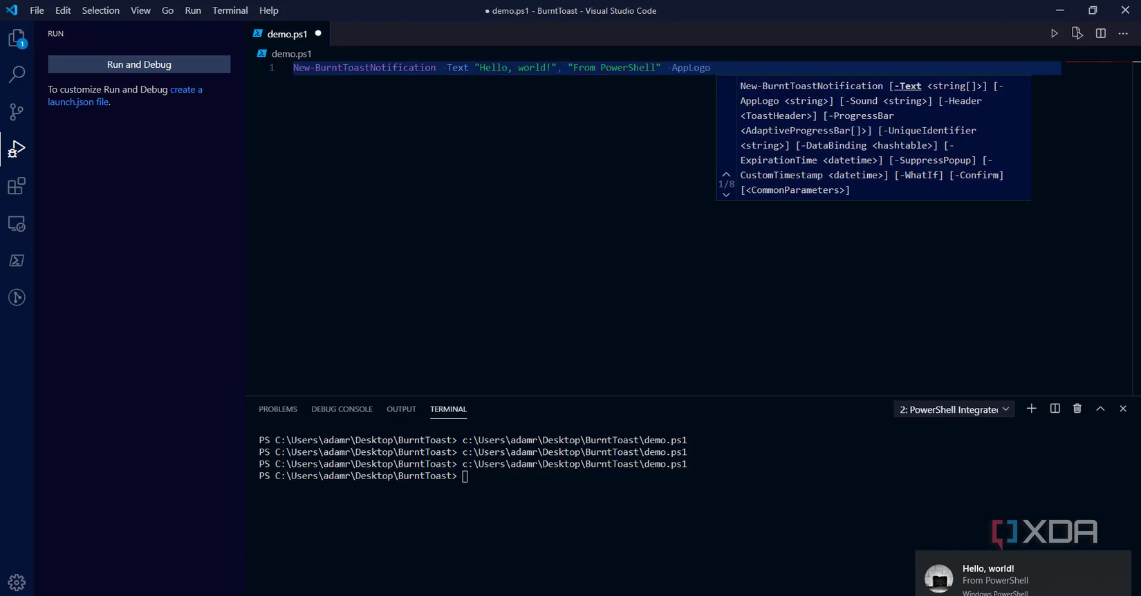 BurntToast is the best way to make custom Windows notifications