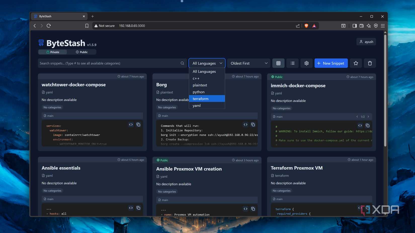 ByteStash is a self-hosted GitHub Gist alternative that lets you share ...