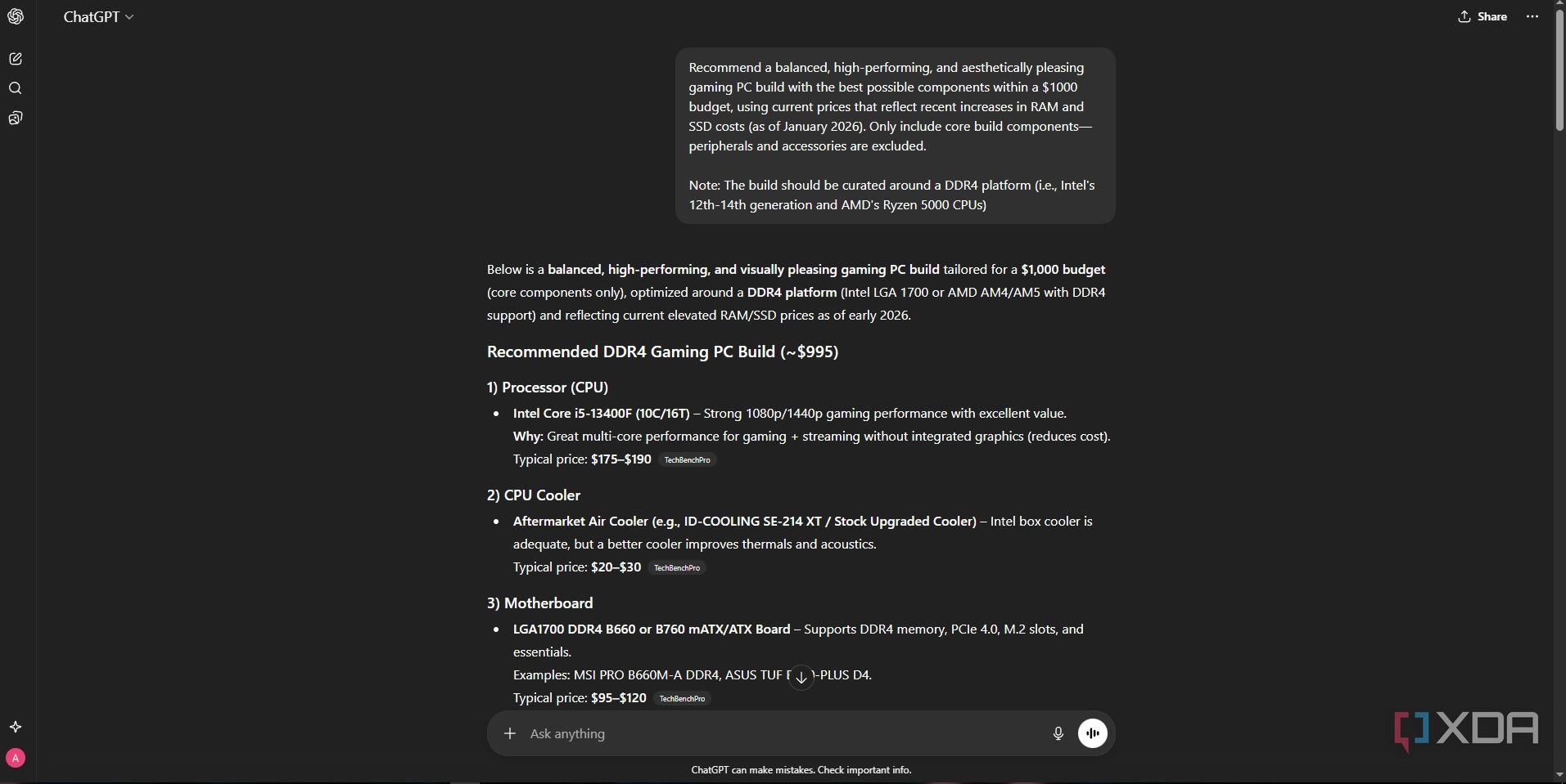 I let ChatGPT pick PC parts; here's how it went