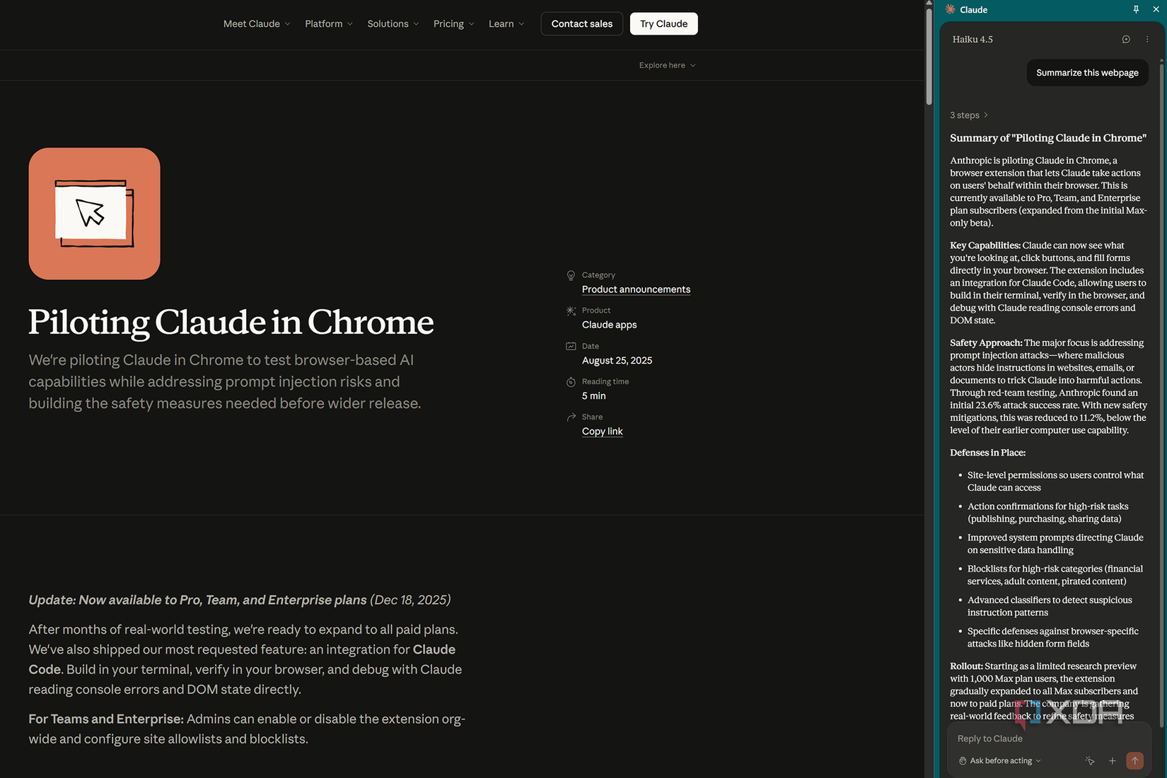 Agentic browsers are a fad, and all you need is the new Claude extension