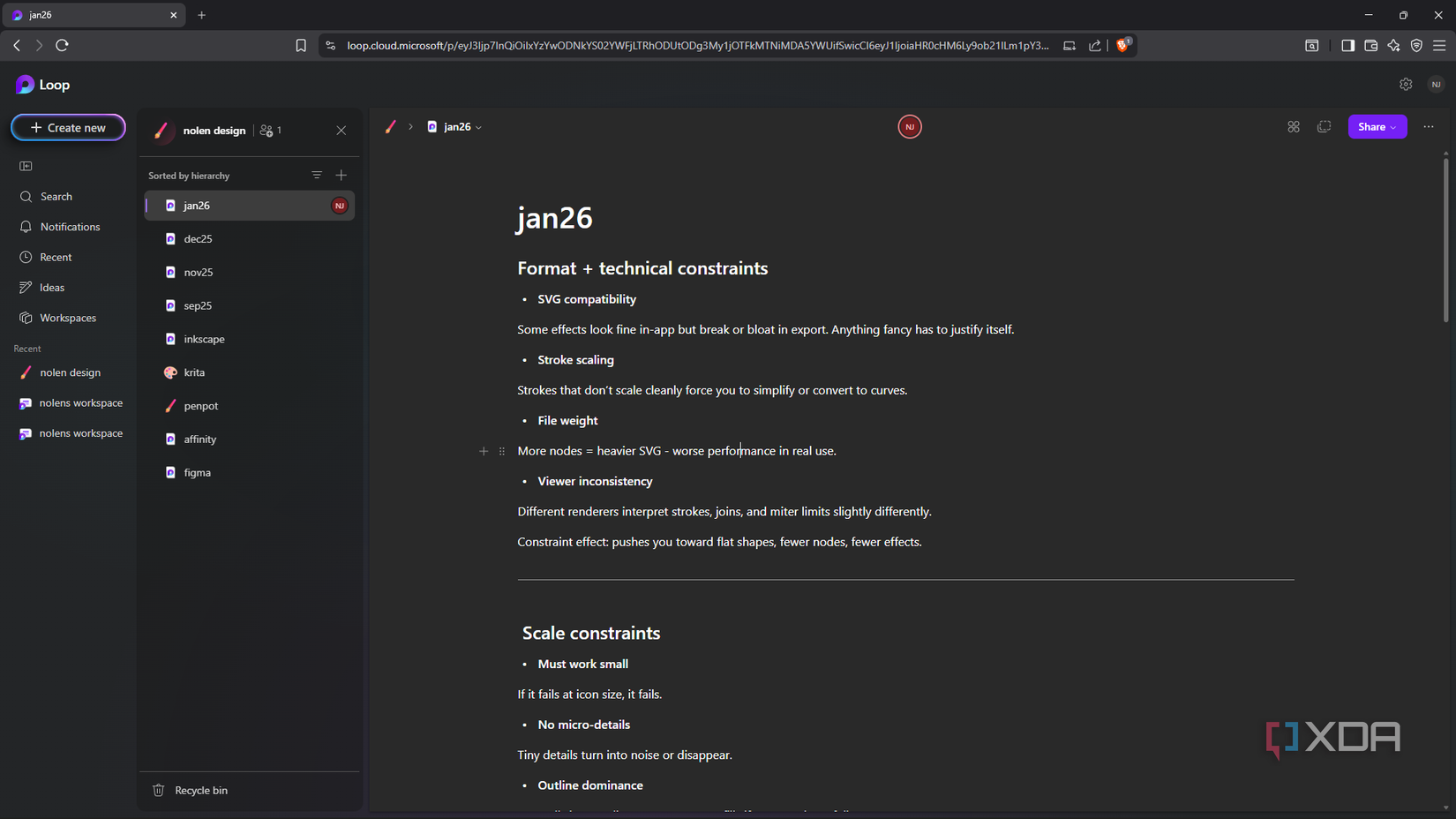 I started using Microsoft Loop for graphics work, and I should have ...