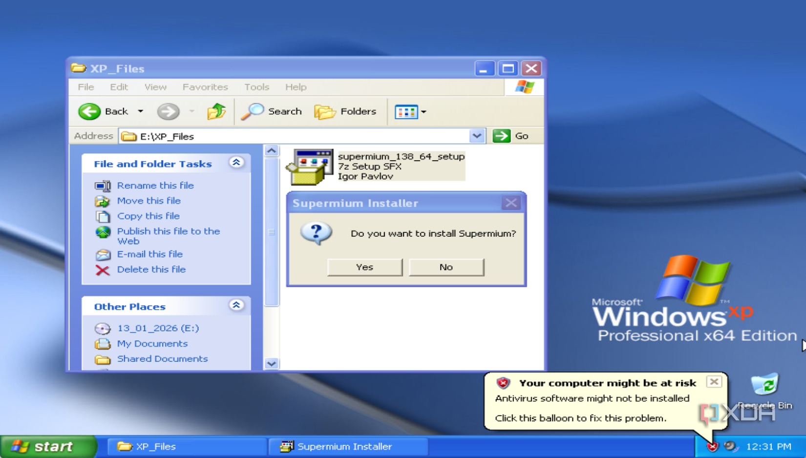 I tried using the software keeping Windows XP alive in 2026