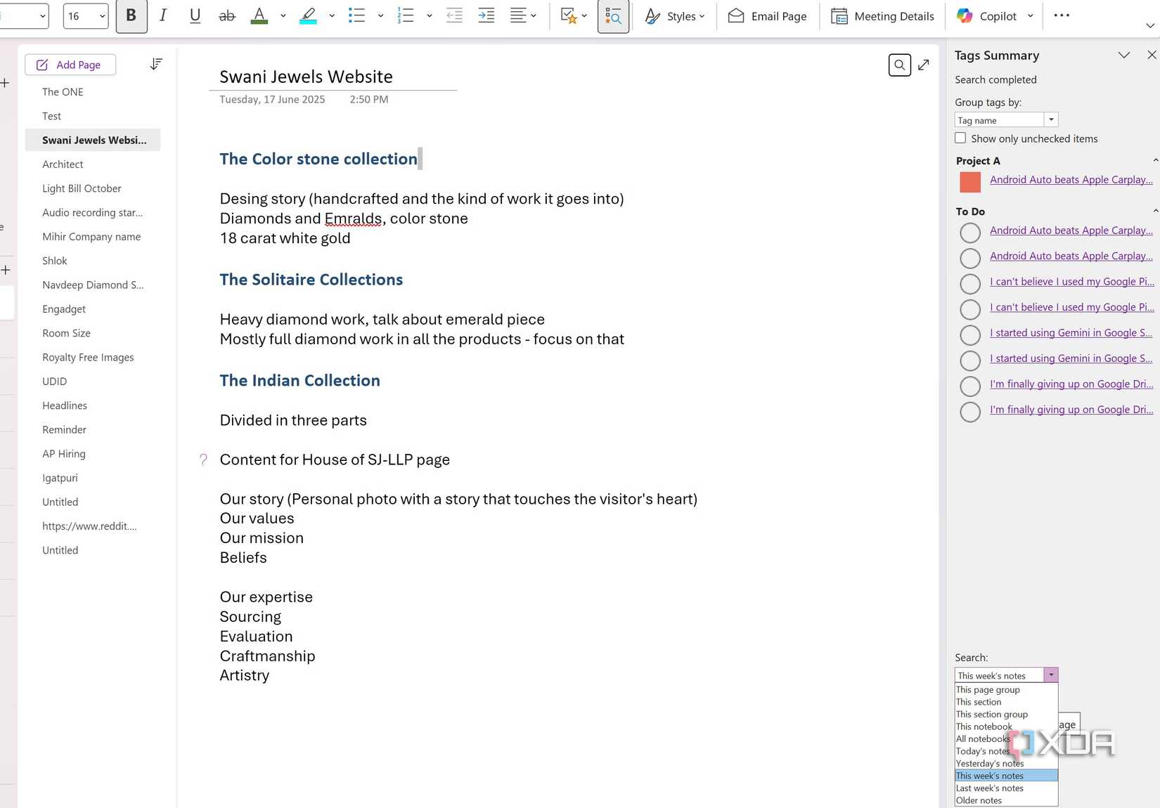 I started using tags in OneNote and I should have sooner